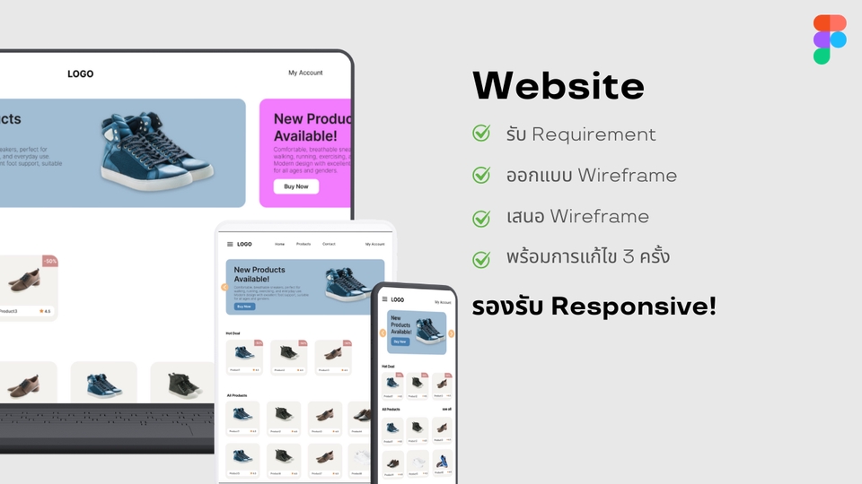 รับออกแบบ Responsive Website ,Mobile Application ด้วย Figma (เสริม Html ...