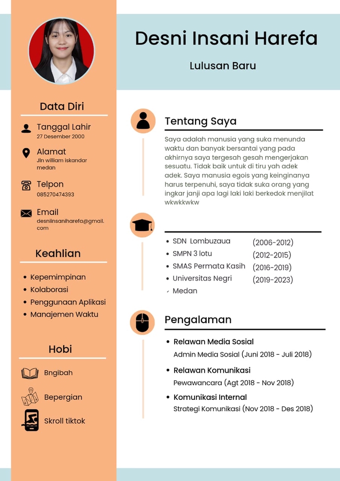 DESAIN PEMBUTAN CV & PORTAFOLIO PROFESIONAL