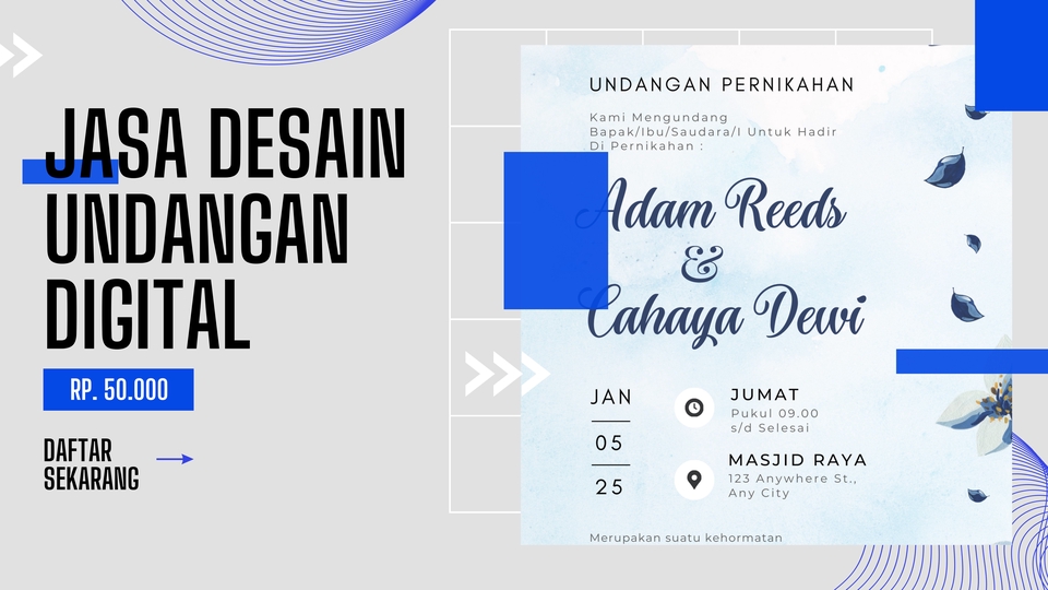 DESAIN UNDANGAN PERNIKAHAN 1 HARI JADI