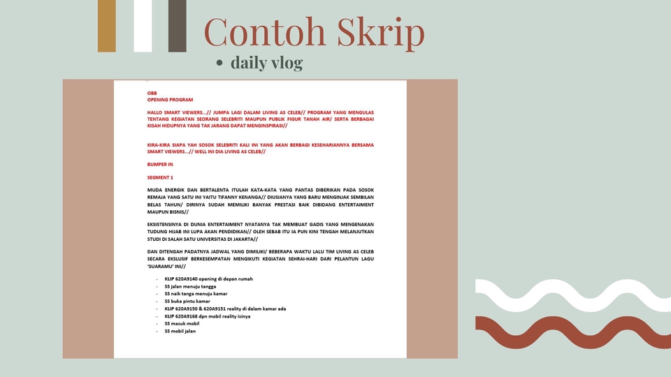 Jasa menulis / membuat skrip untuk berbagai tayangan (Program tv/ Radio ...