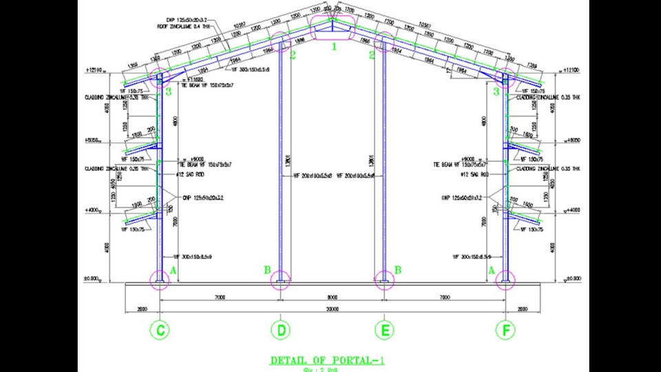 AUTOCAD - DESAIN BUILDING/TIANG ATAP
