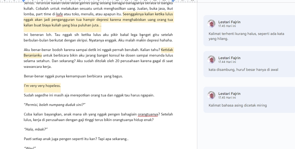 Proofreading Naskah Fiksi/non Fiksi Bahasa Indonesia