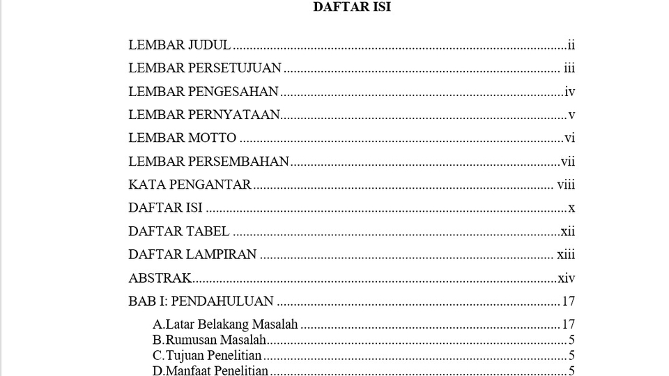 Pembuatan Daftar Isi