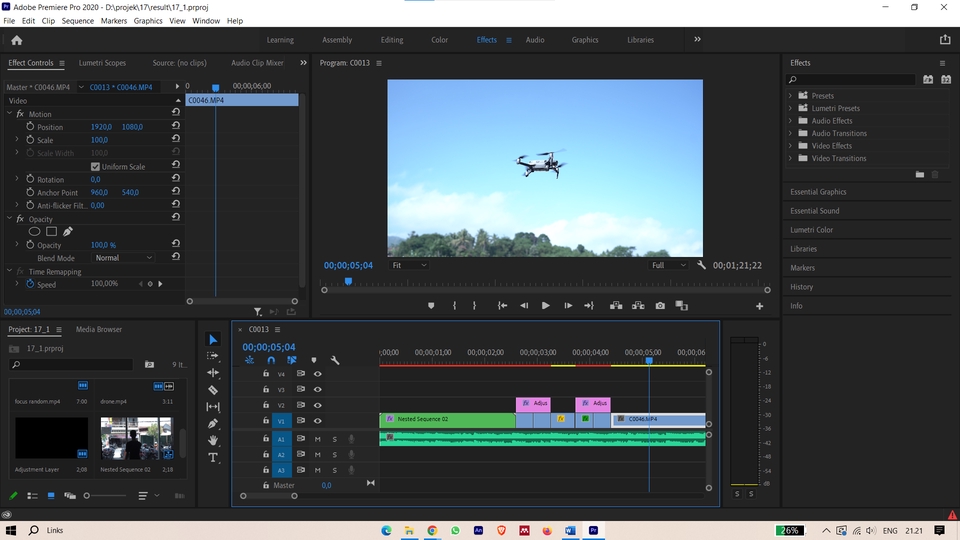 Editor video Adobe Primer, affter effects