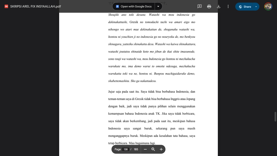 Penerjemahan Dokumen berbahasa Jepang seperti artikel dan cerita pendek.