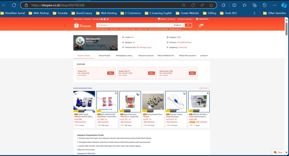 Optimasi Online Seller (E-Commerce - Shopee, TikTok, Lazada, Tokopedia, dll)