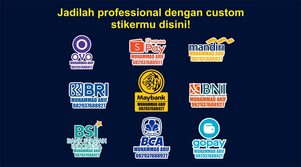 Sticker Rekening Bank atau Ewallet Profesional (LINE, whatsapp ...