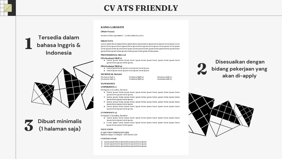 JASA DESIGN & REVIEW CV ATS FRIENDLY, AUTO LOLOS SELEKSI ADMINISTRASI!