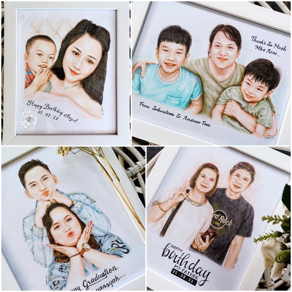 Jasa Lukis Sketsa Potret Wajah media Pensil Warna