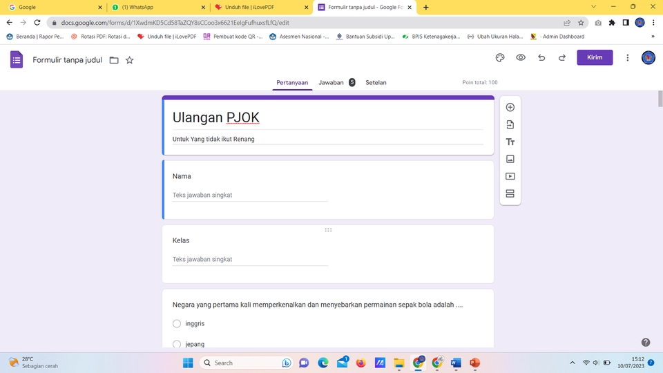 Jasa Pembuatan Google Form: 1 Hari Selesai