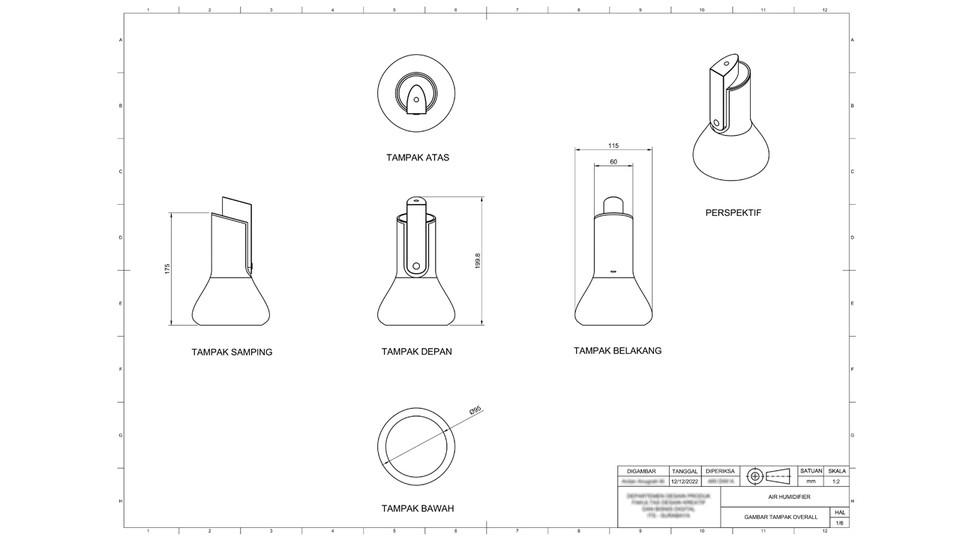 Drawing 2D / Gambar Kerja untuk Desain Produk dan Part