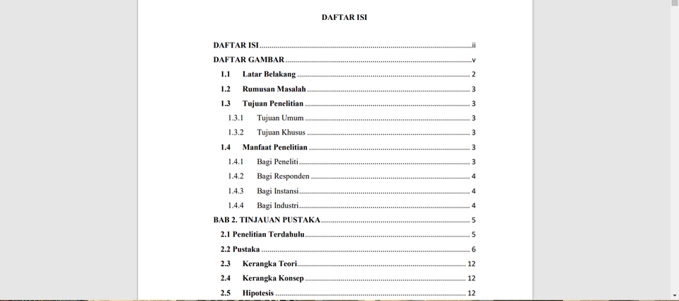 Jasa Ketik, Membuat Daftar Isi, Penomoran