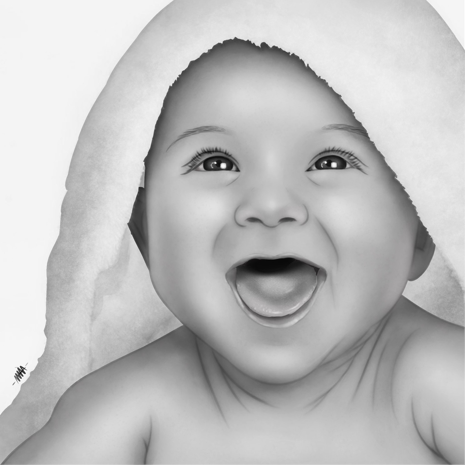 Ilustrasi Potret Realis (Hitam Putih)