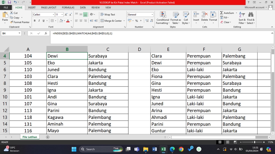 JASA ENTRY DATA (MICROSOFT EXCEL)