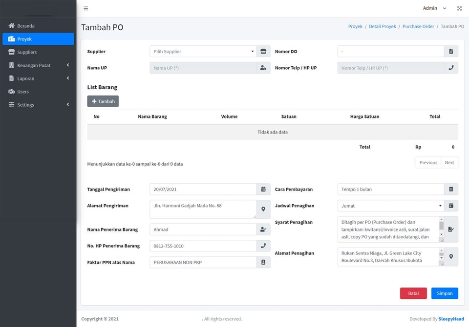 Aplikasi Website Back Office Non-Custom & Custom, Online & Offline