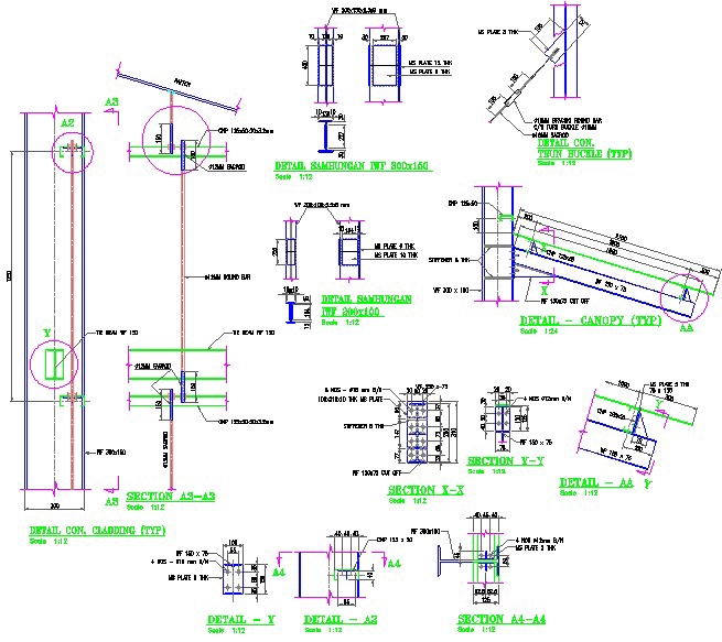 AUTOCAD - DESAIN BUILDING/TIANG ATAP