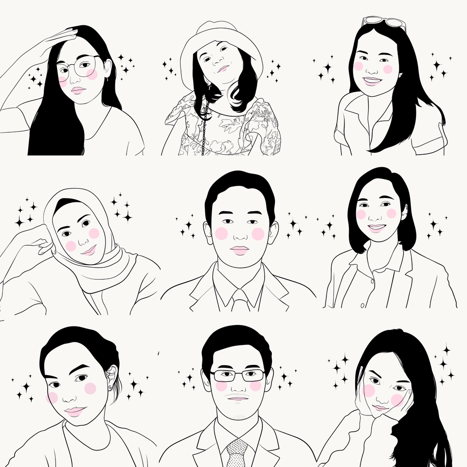 Ilustrasi Wajah Line Art