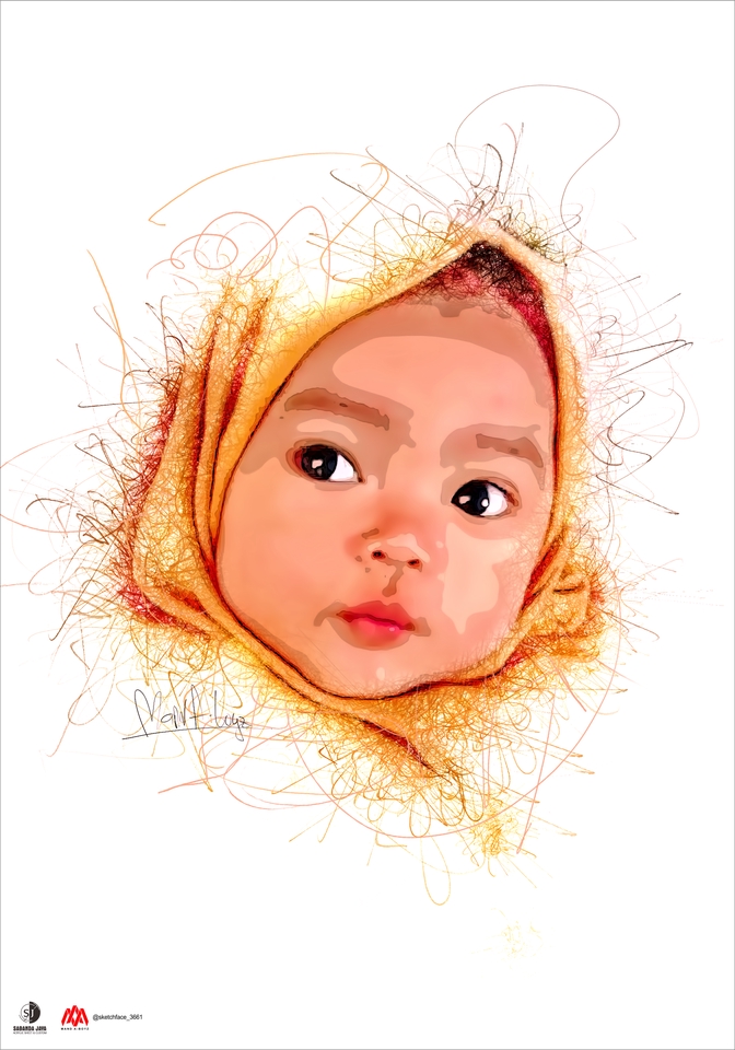 Lukisan potrait digital Canvas / Manual di kertas