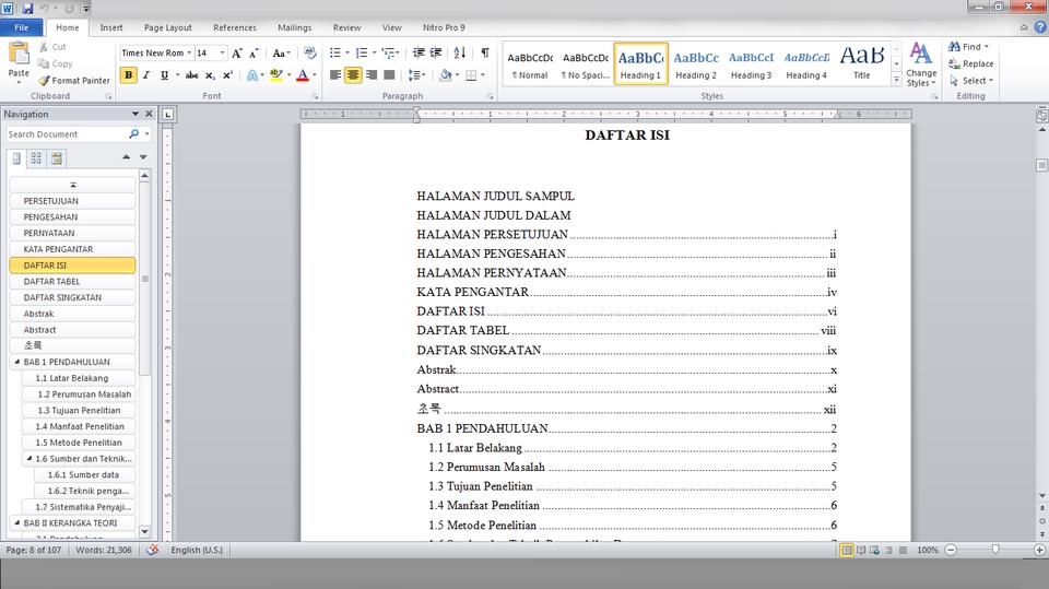 Jasa Edit, Pembuatan Daftar Isi, Daftar Tabel/Grafik/Gambar, dan Daftar ...