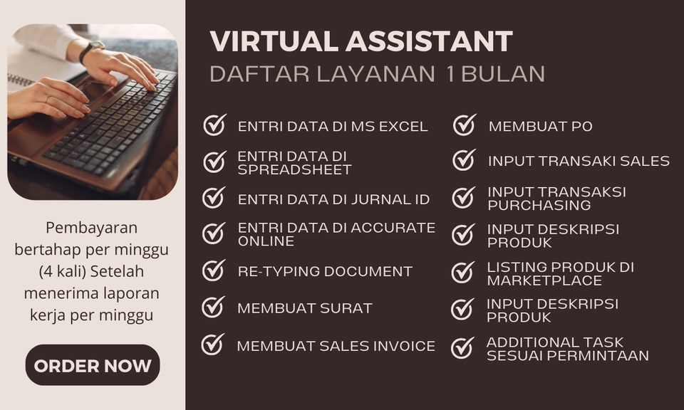 Jasa Virtual Assistant Administrasi Full 1 Bulan (Akses Semua Layanan)
