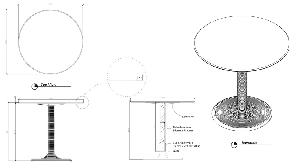 Desain 2 Dimensi dan 3 Dimensi dan pecah komponen Furniture,
