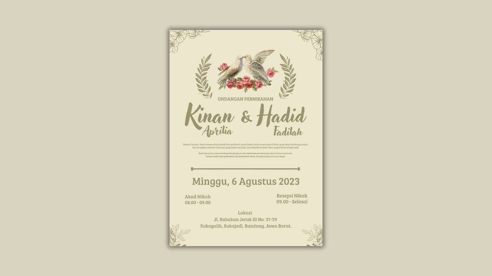 Desain Surat Undangan Pernikahan Premium Elegan