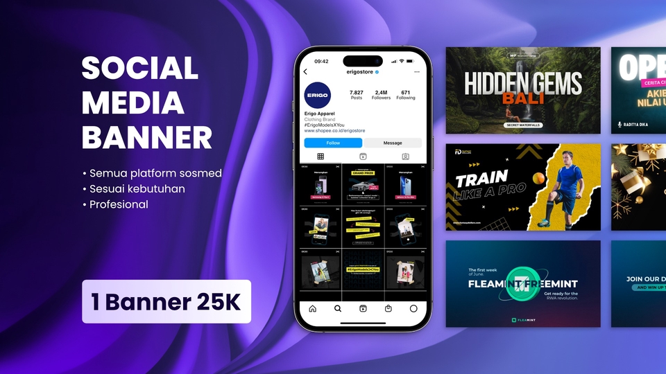 Desain Banner Social Media, Flyer, Thumbnail Profesional