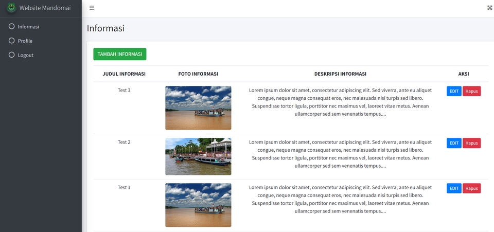 Pembuatan website dengan HTML, CSS, Javascript, Laravel dan MySQL