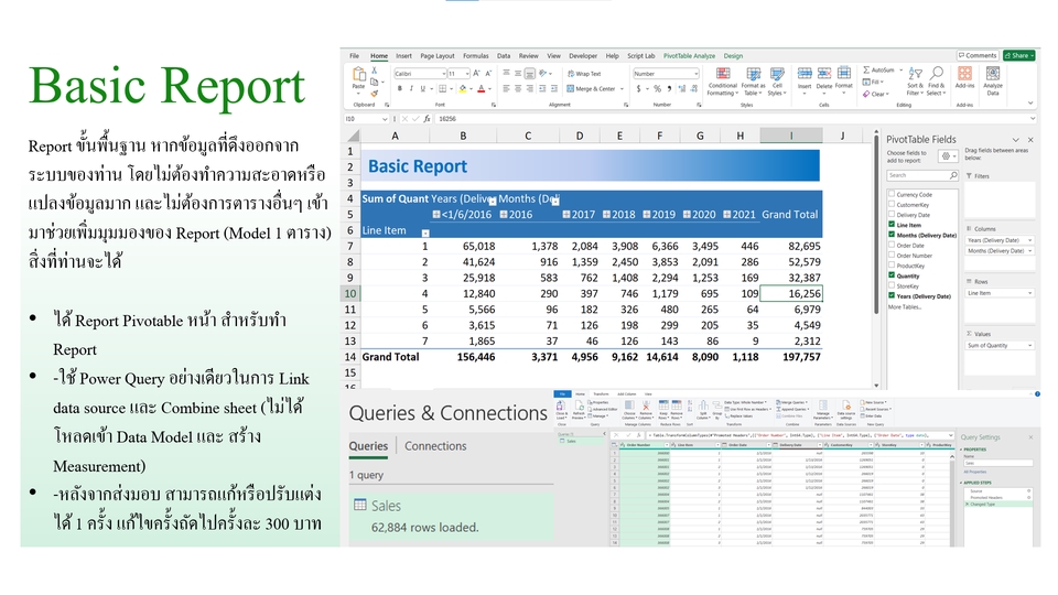 รับทำ Excel Povitable Report Pivotable Chart Power Pivot Data Model ตย Sales Inventory Report