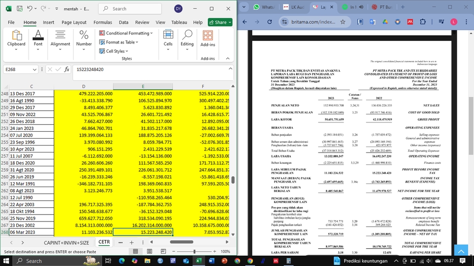 Entri Data/Input Data Laporan Keuangan untuk Data Skripsi
