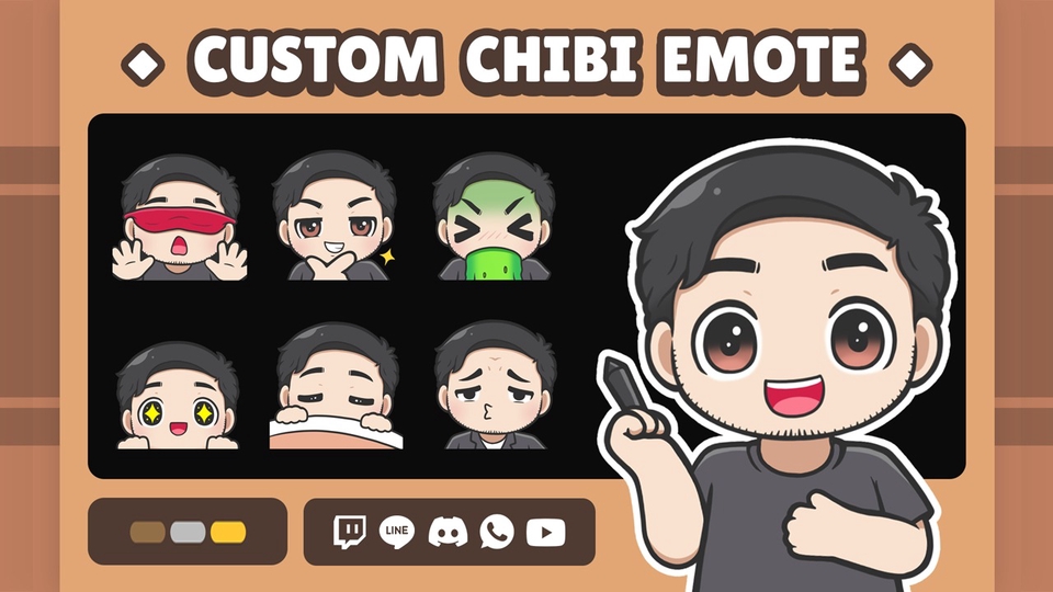 Custom Stiker / Emote Chibi Lucu untuk Line, WA, Twitch, Youtube, Discord