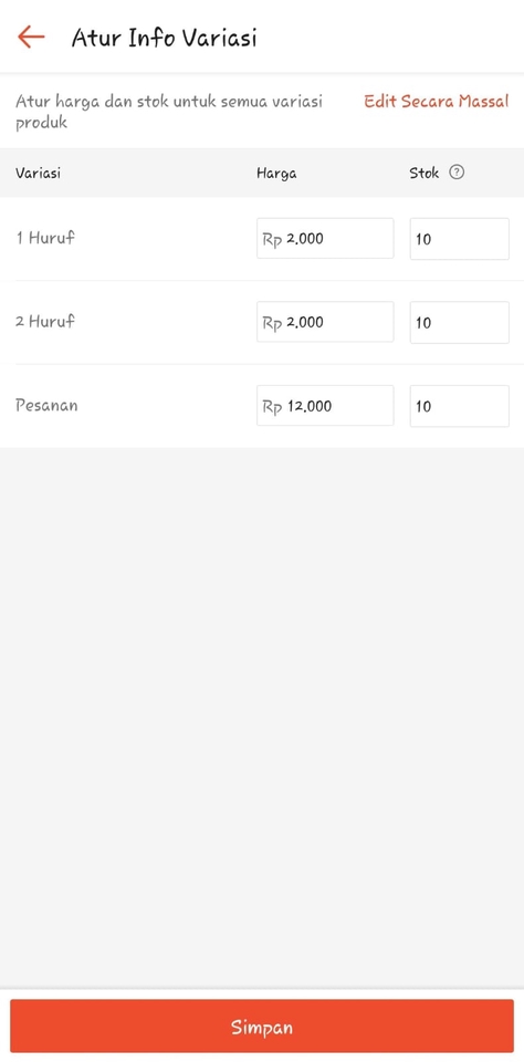 Update Produk Olshop Ontime