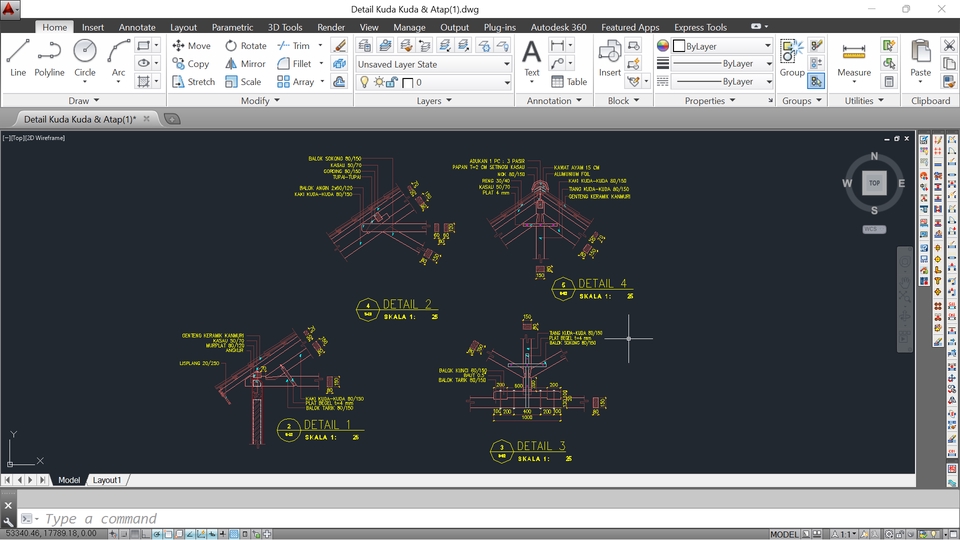 AUTOCAD Gambar Kerja | Rumah Tinggal - Perkantoran - Ruko - Kost