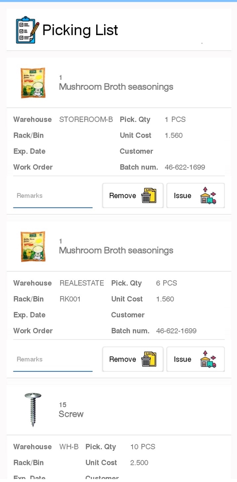 Android Application : Warehouse Management System