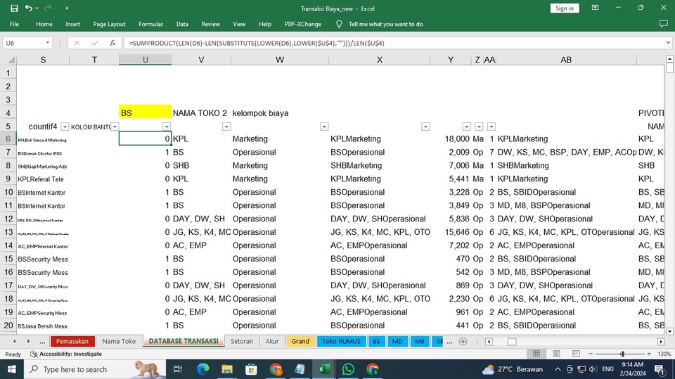 FORMULASI EXCEL DAN ENTR DATA EXCEL