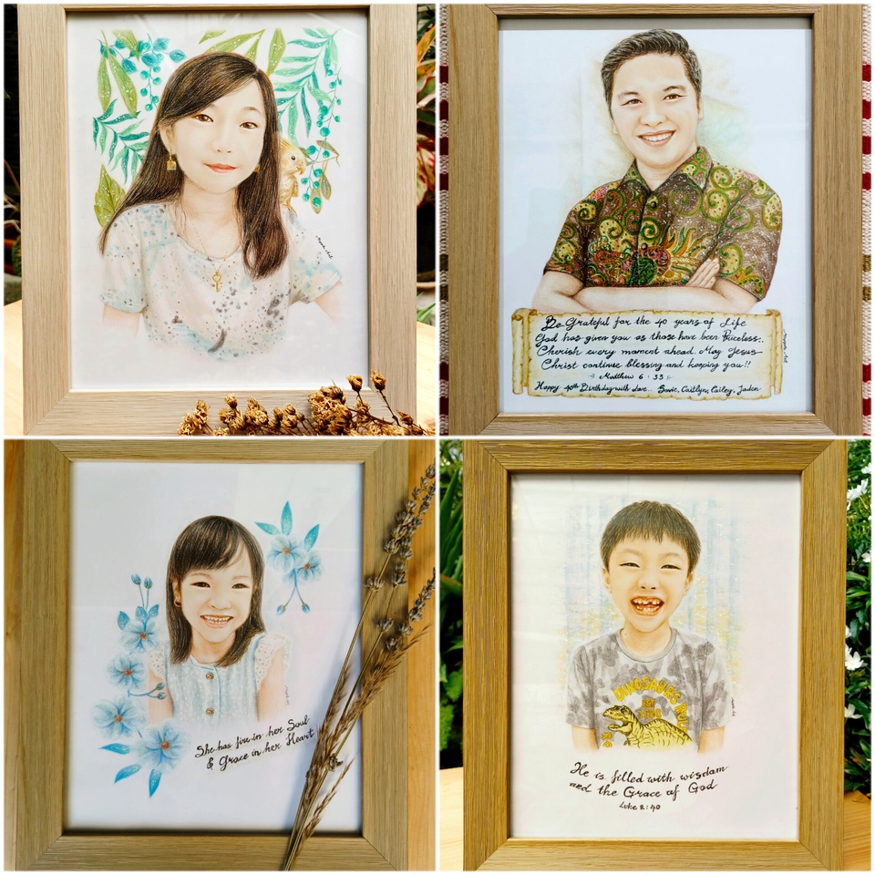 Jasa Lukis Sketsa Potret Wajah media Pensil Warna