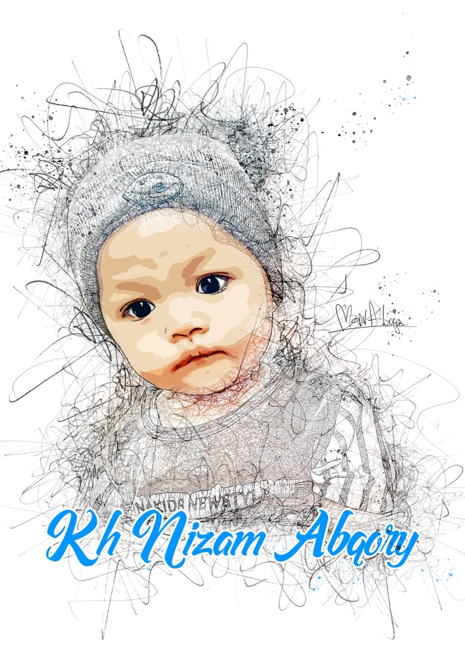 Lukisan potrait digital Canvas / Manual di kertas