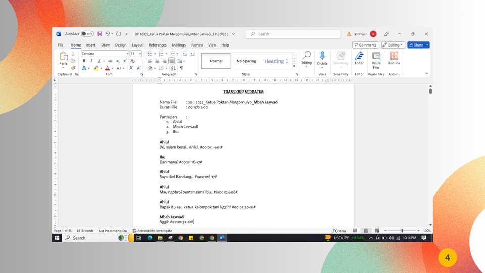 Transkripsi Audio ke Text (Verbatim)