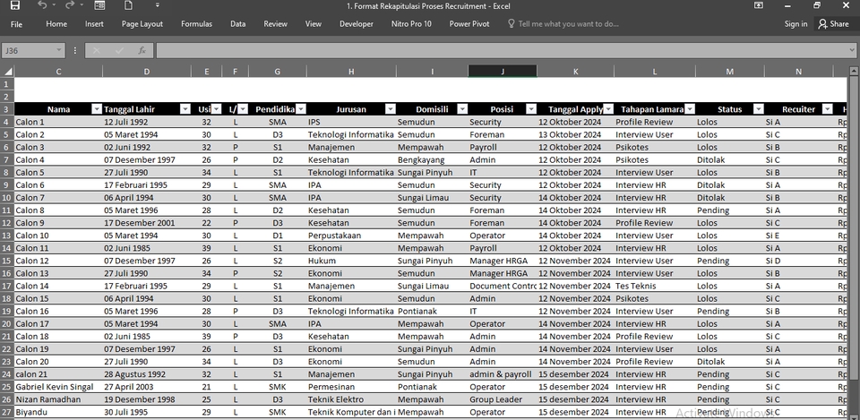Jasa Pembuatan Template Database Recruitment Karyawan Modern dan ...