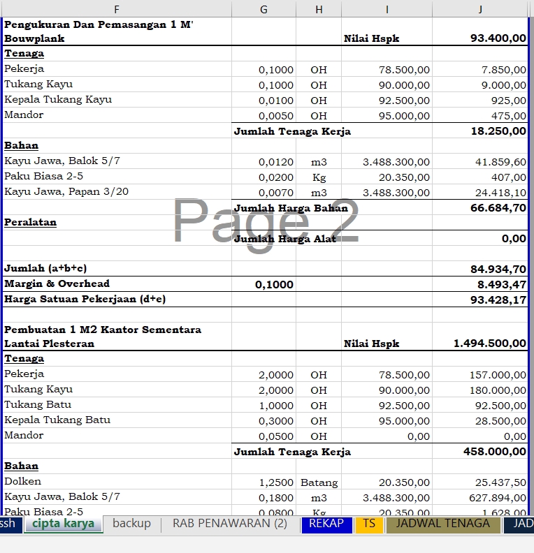 Perhitungan RAB , MC-0, CCO, ADDENDUM (Gedung, Jalan, Saluran ...
