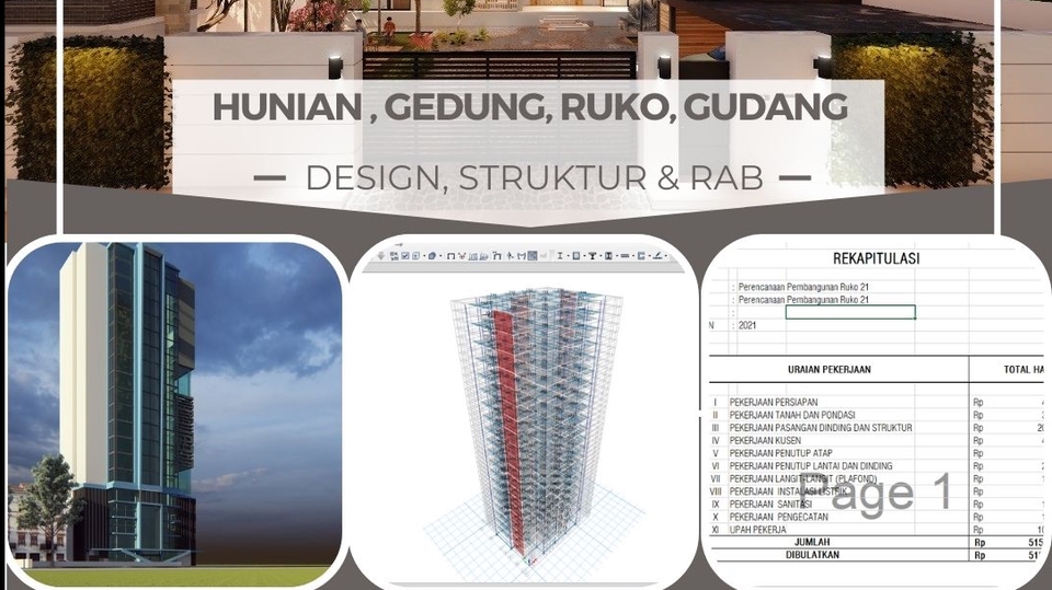 Design Bangunan Gedung, rab dan perhitungan struktur