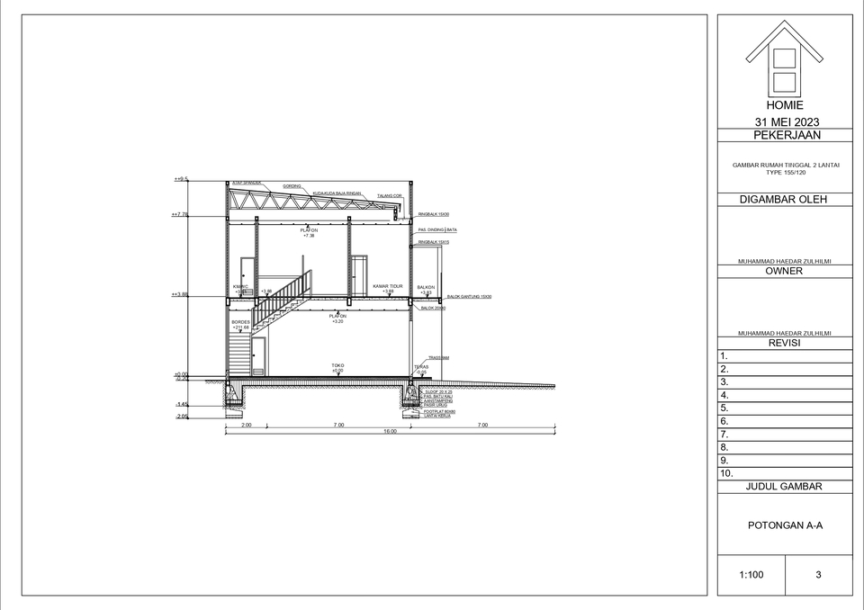 JASA DRAFTER GAMBAR KERJA 2D RUMAH TINGGAL, KOS, RUKO, DLL DALAM 1 MINGGU