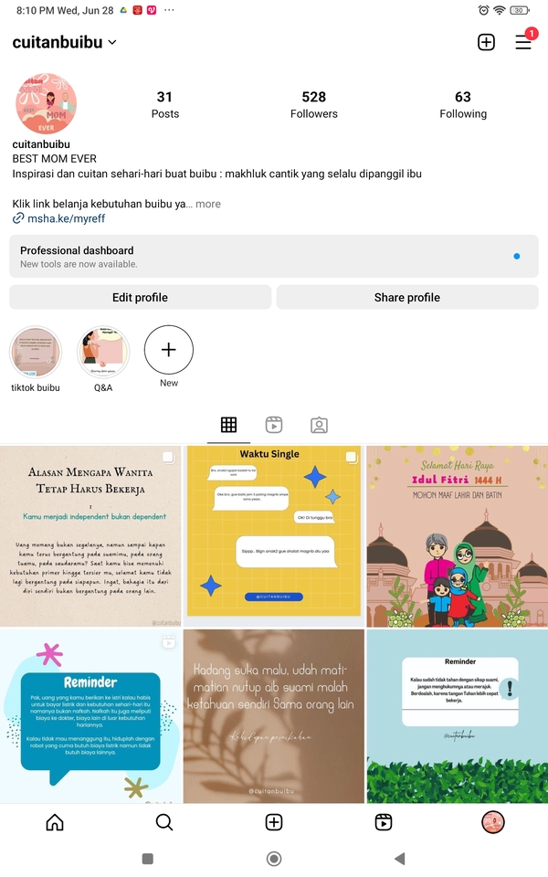 Membuat konten dan caption instagram