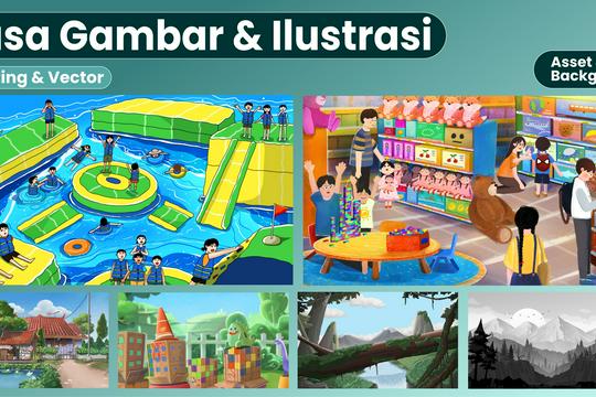 Ilustrasi, Asset, Background, Sticker Painting maupun Vector Profesional