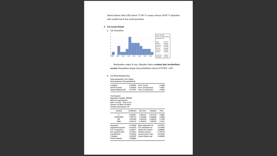 Jasa olah data statistik dasar, tools Eviews 12