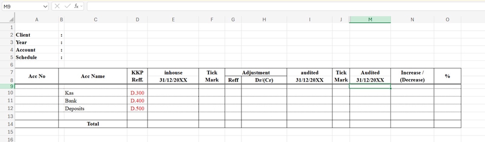 Jasa Pembuatan Kertas Kerja Pemeriksaan (KKP) dan Mapping Account