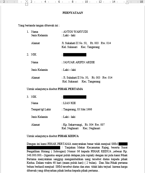 draft surat perjanjian dan surat surat lain