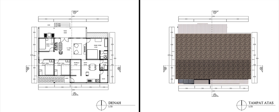 Desain Arsitektural + Denah + Rendering Interior-Eksterior