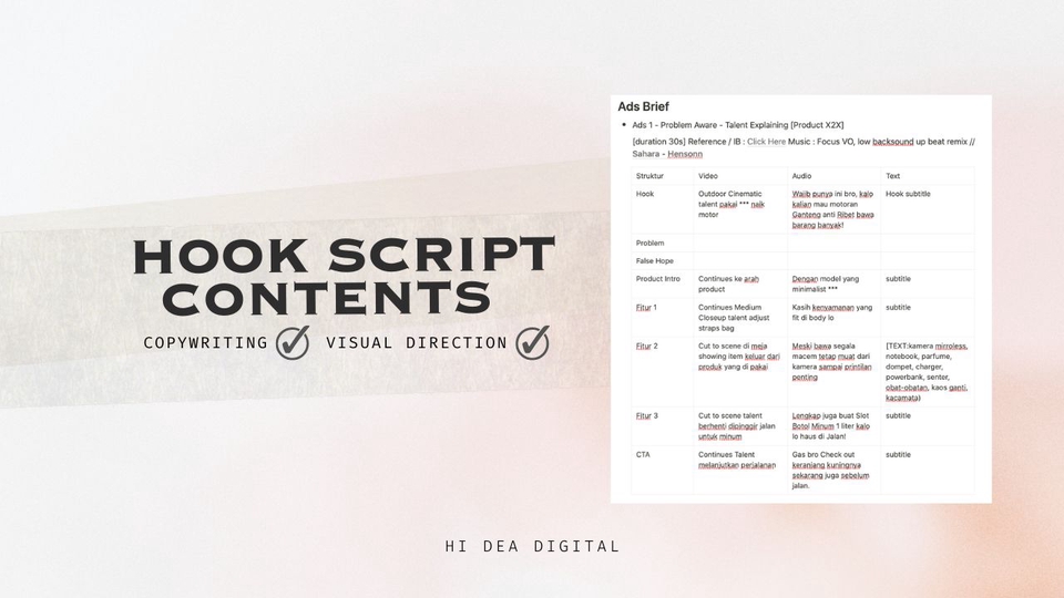 HOOK Script Contents Creator | Copy Visual Sesuai Target Increase ER | IG REELS ADS TIKTOK