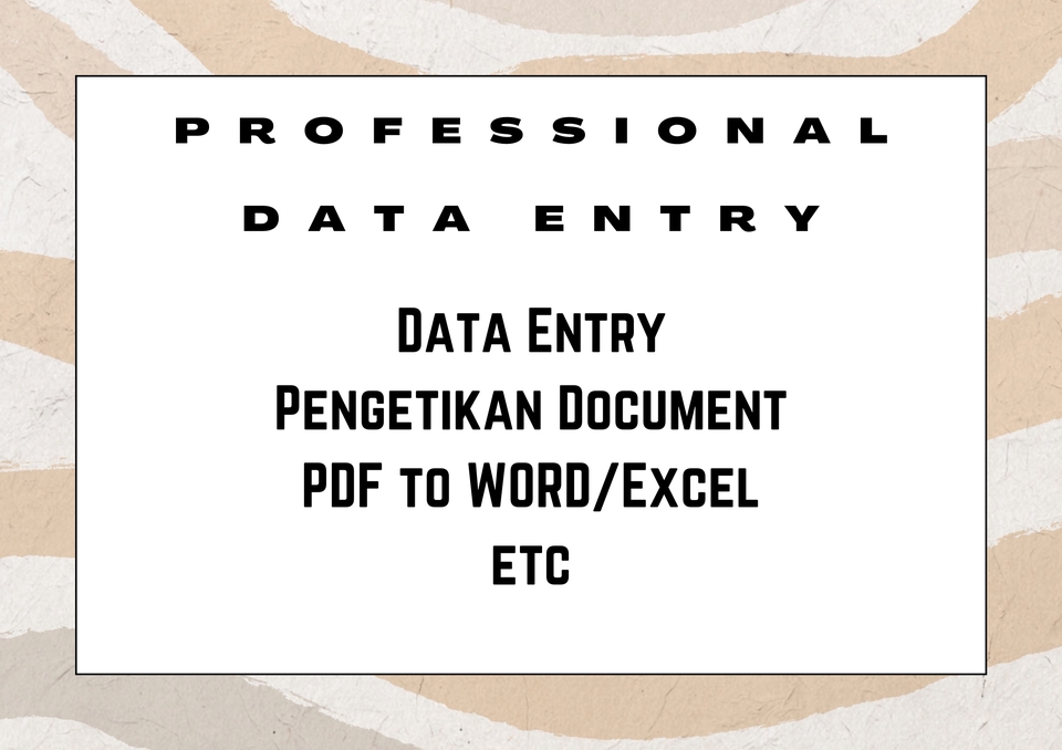 Jasa Data Entry MS Excel, MS Word, PDF Teliti, Cepat, dan Tepat